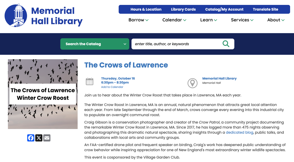 Upcoming Talk: "The Crows of Lawrence" - Winter Crow Roost